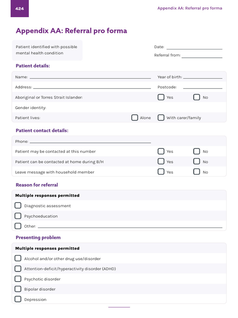 Appendix Aa Referral Pro Forma | PDF