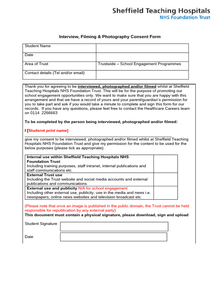STH School Engagment Media Consent Form 2 | PDF