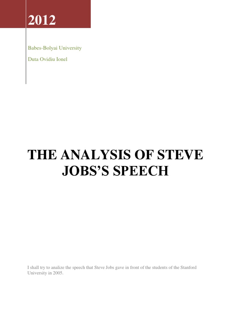 Analysis of Steve Jobs' Stanford Speech | PDF | Apple Inc. | Steve Jobs
