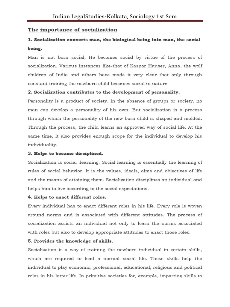The Importance of Socialization | PDF | Socialization | Learning