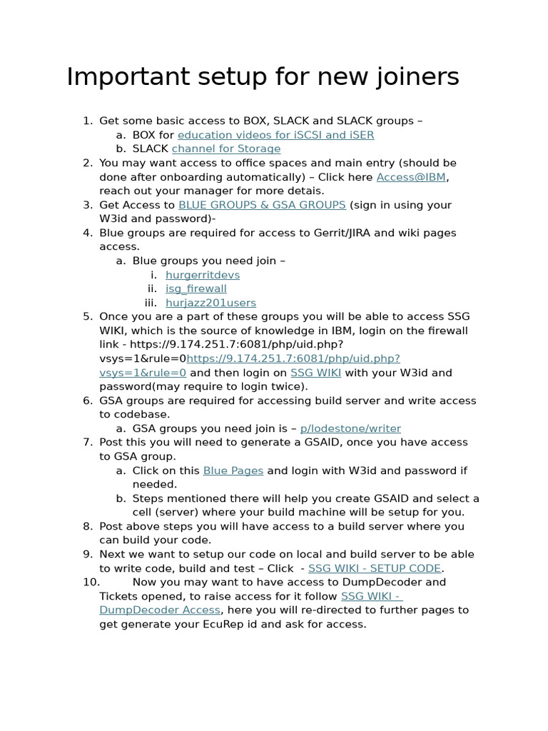 Important Setup For New Joiners | PDF