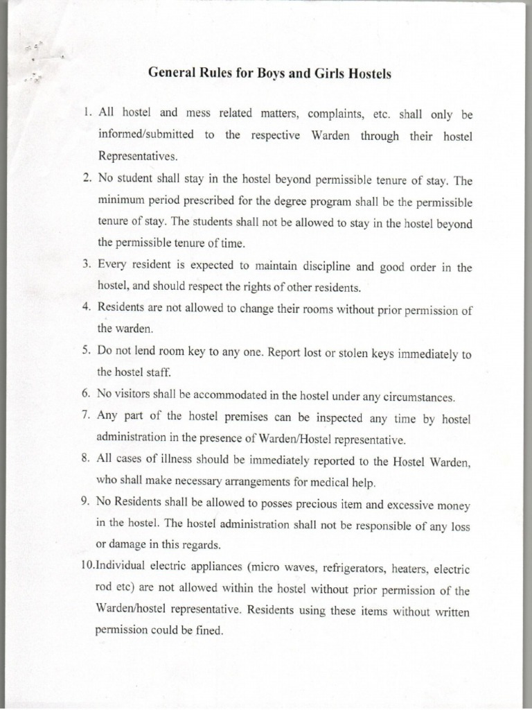 Hostel Rules | PDF