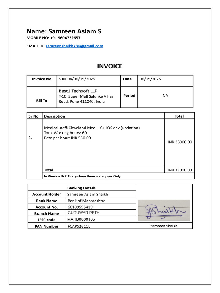 Medical Staff Invoice | PDF