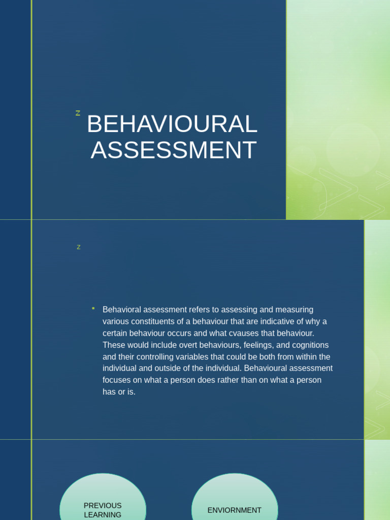 Behavioral Assessment Overview | PDF