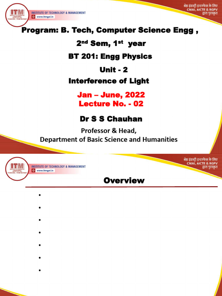 LEC 02 Interference of Light | PDF | Light | Waves