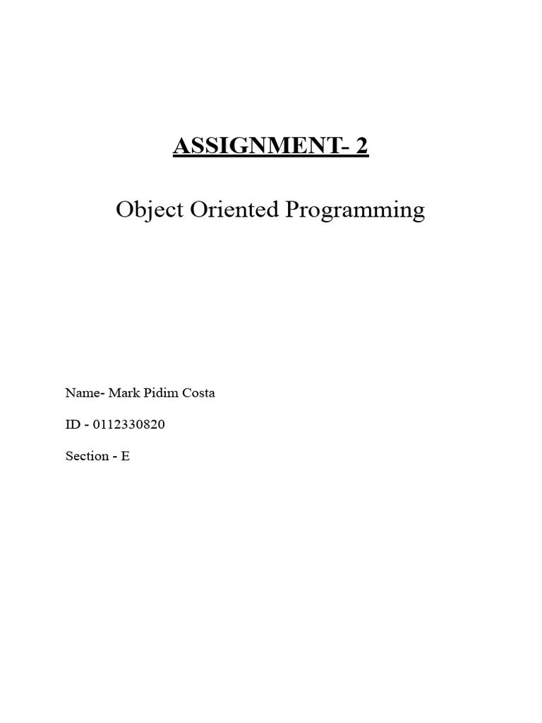 Object Oriented Programming: Assignment-2 | PDF