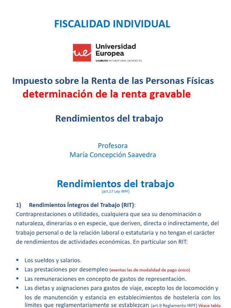 Rendimientos Del Trabajo - IRPF | PDF | Pensión | Jubilación