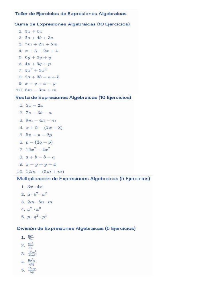 Expresiones Algebraicas | PDF