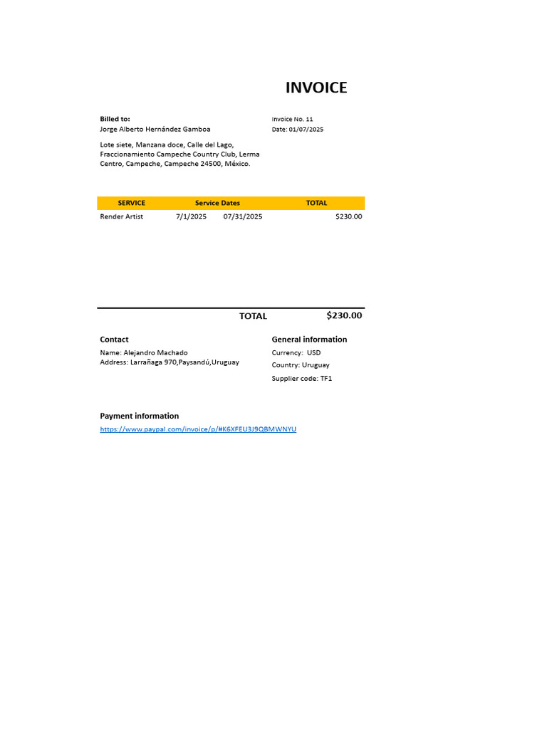 TF1 (Alem) - Invoice 11 July 01-31th, 2025 | PDF