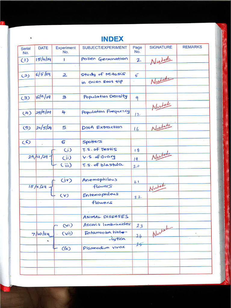 12-Bio Prac Record 2025-26 | PDF