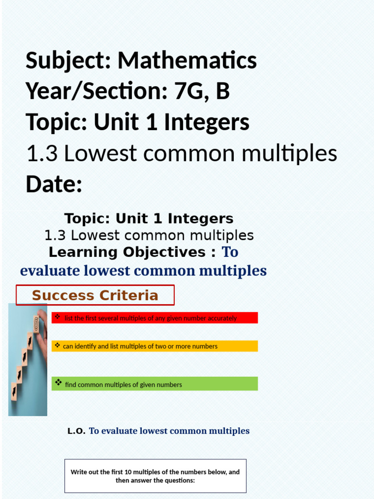 Evaluating Lowest Common Multiples | PDF