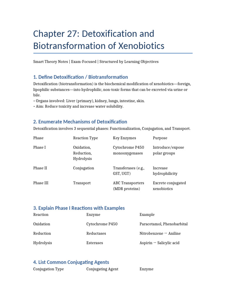 Detoxification of Xenobiotics Explained | PDF | Drug Metabolism ...