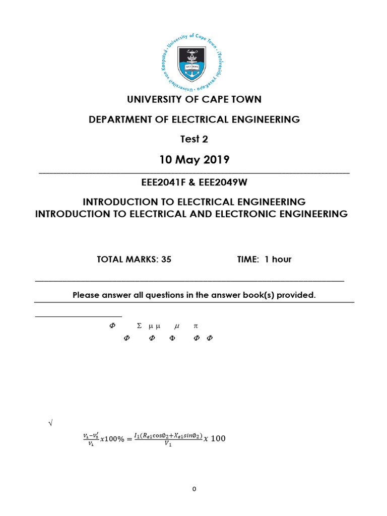 EEE2041 EEE2049W 2019 CT02 Memo | PDF | Transformer | Inductor