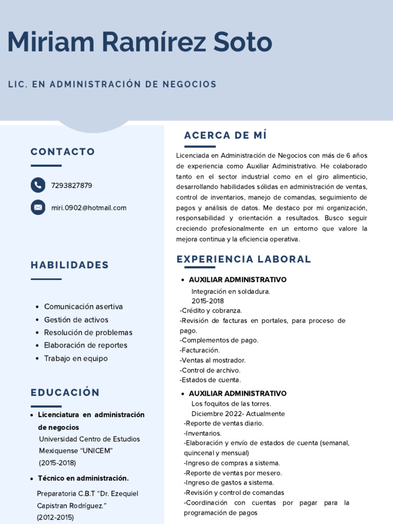 Currículum Vitae Míriam Ramirez | PDF | Tecnologías de la información | Informática