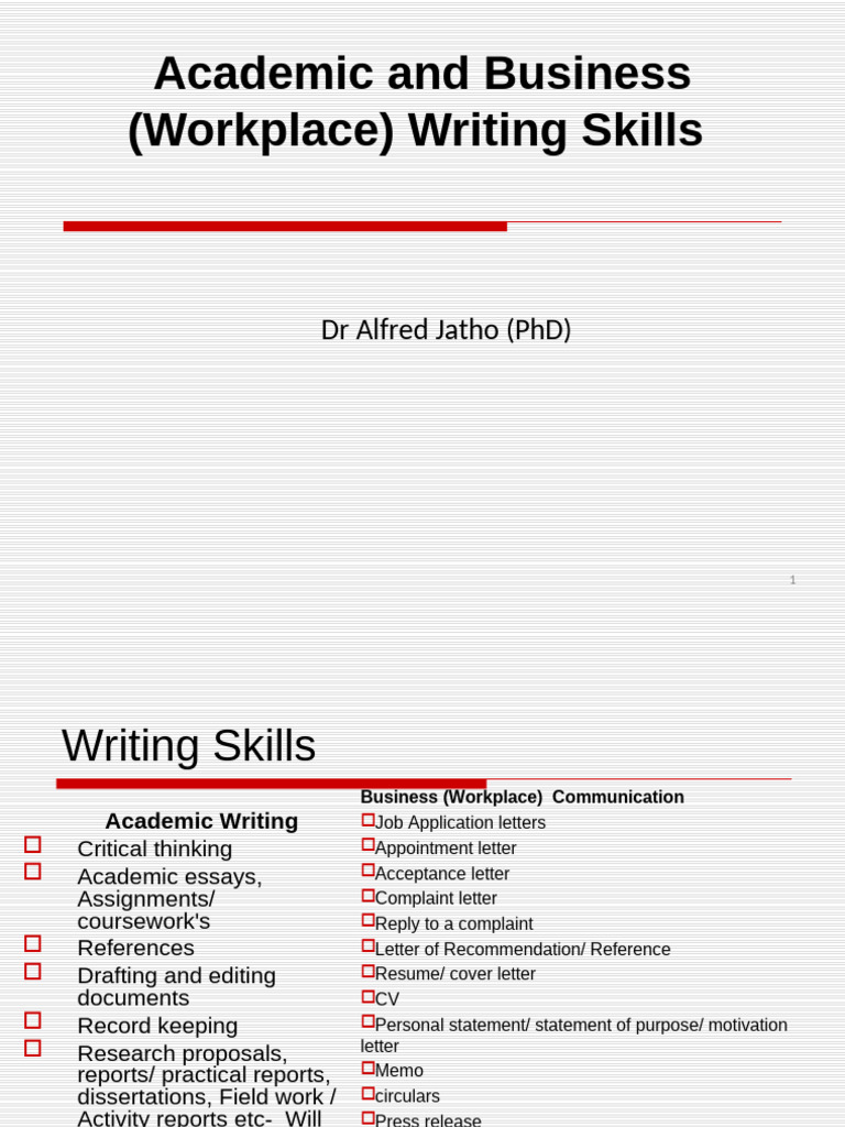Lecture 4-Academic and Bussines Writing Skills | PDF | Communication ...