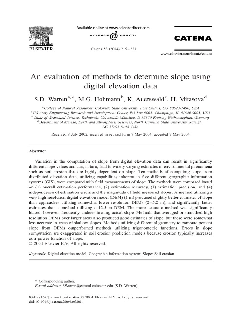 An Evaluation of Methods To Determine Slope Using | PDF | Errors And ...