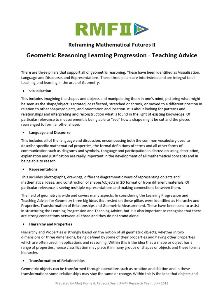 Geometric Reasoning Teaching Guide | PDF | Shape | Geometry