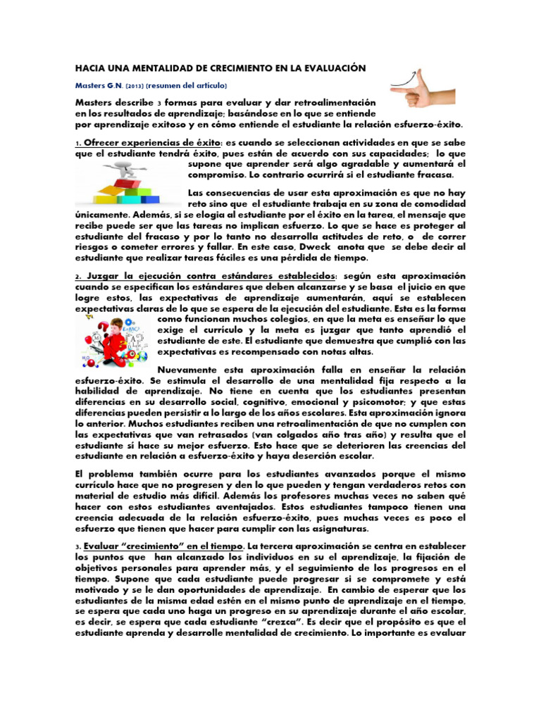Hacia Una Mentalidad de Crecimiento en La Evaluación | PDF ...