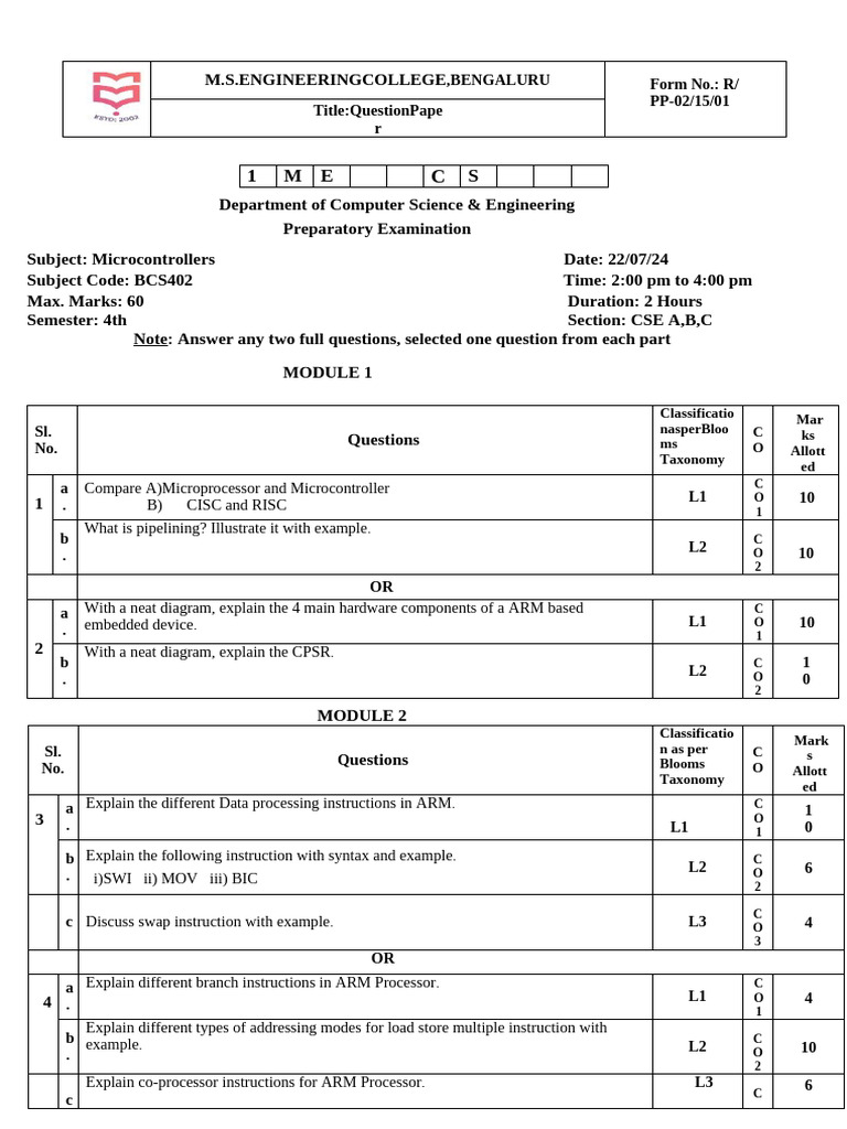 MC Preparatory Question Paper | PDF | Computer Program | Programming