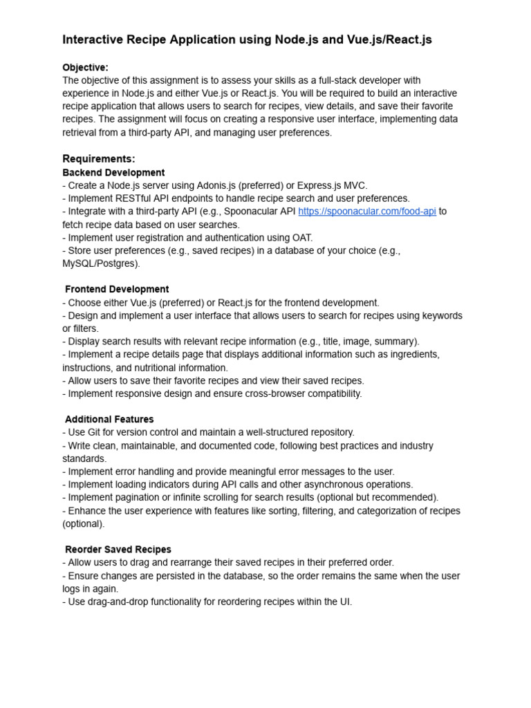 Assignment For Full Stack Developer | PDF | Databases | Version Control