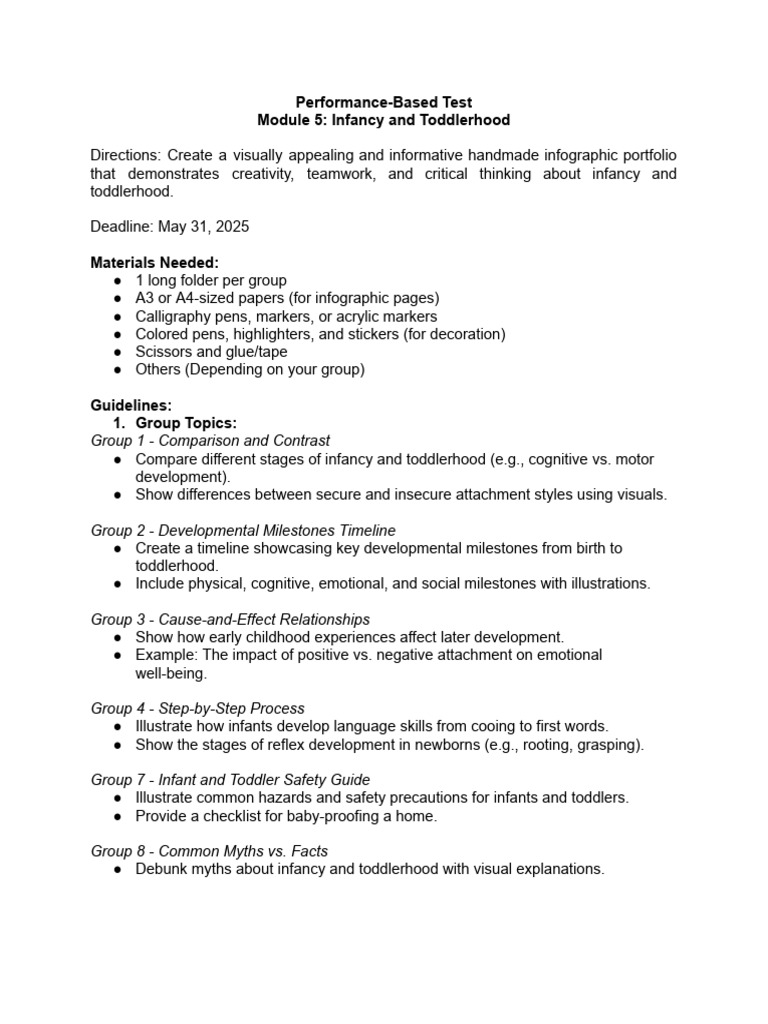 Performance-Based Test - Learning Team 5 0 6 | PDF | Infants | Toddler