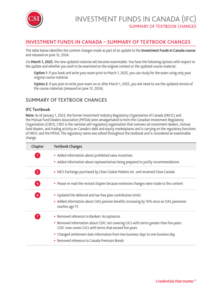 IFC Summary of Changes 2024 06 en V01 | PDF | Investing | Financial Markets