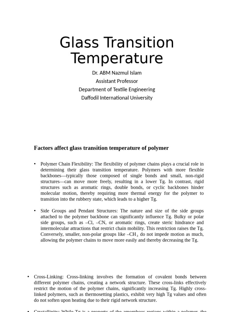 Factors Influencing Polymer Tg | PDF | Polymers | Amorphous Solid