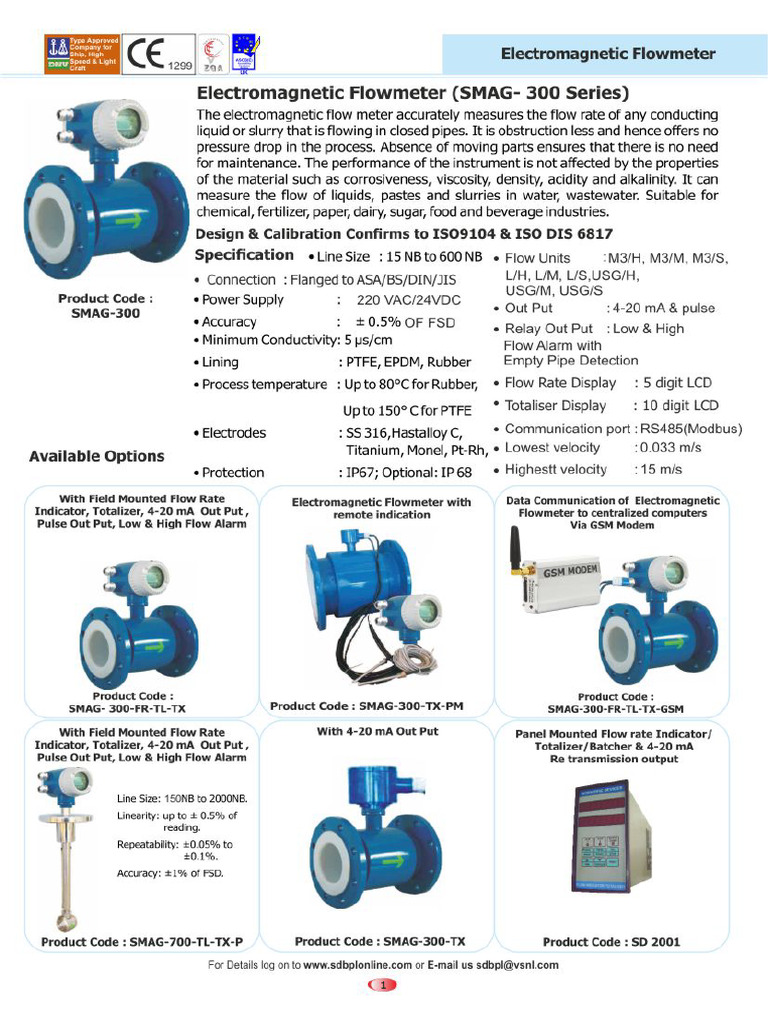 Electromagnetic Flowmeter (SMAG - 300 Series) | PDF