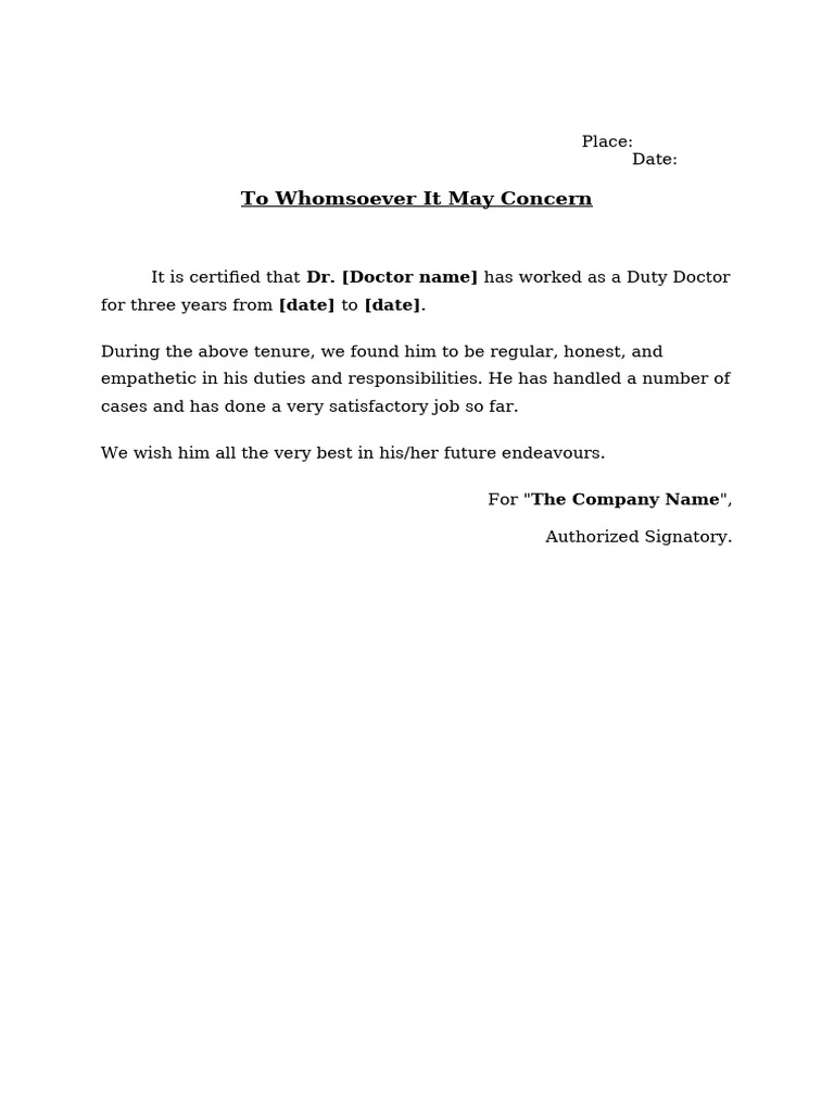 Doctor Experience Certificate 3 | PDF
