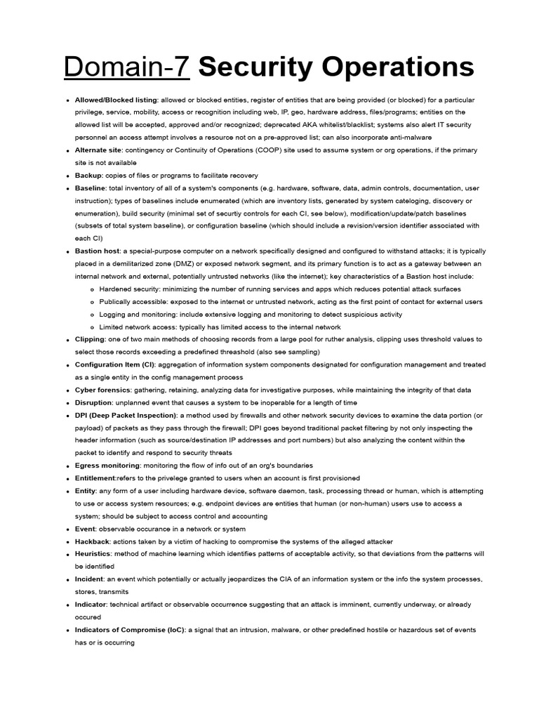 CISSP Domain 7 Objectives | PDF | Computer Security | Security