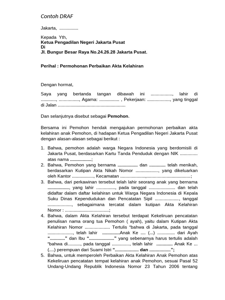 contoh draff perbaikan untuk anak | PDF