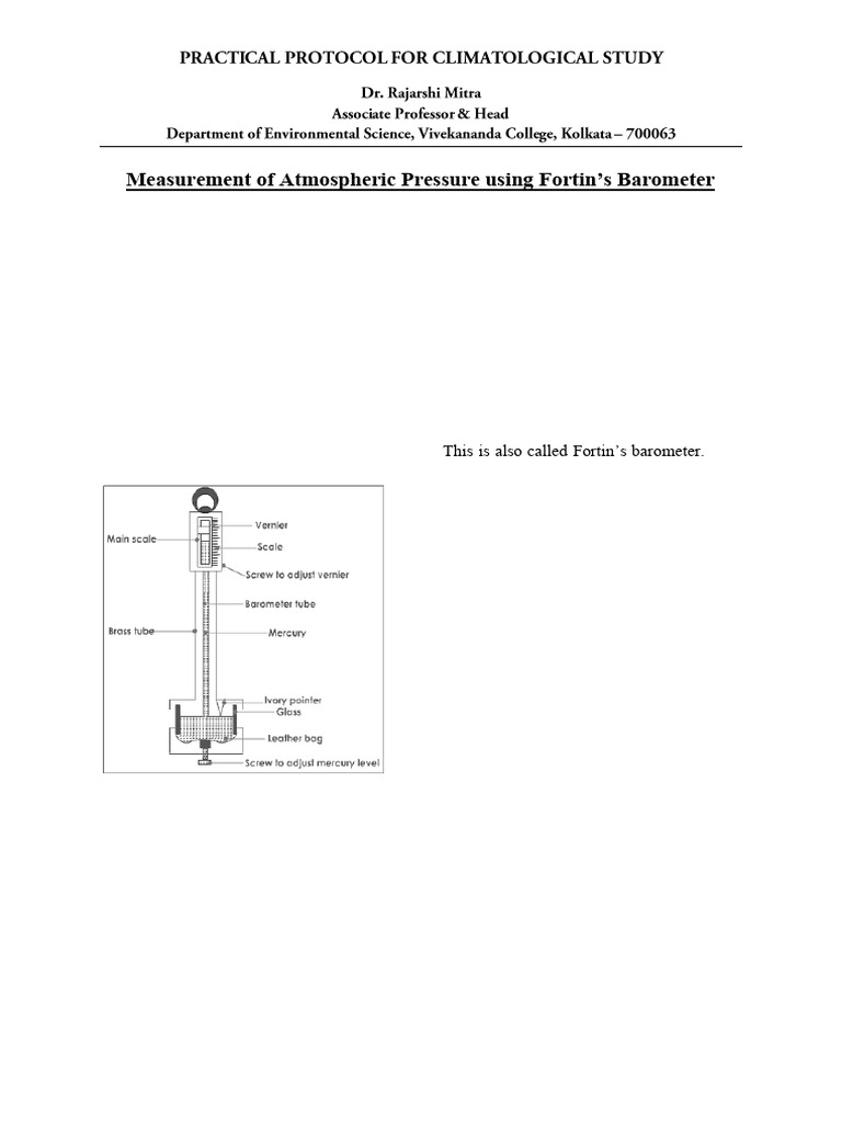 Measurement of Atmospheric Pressure - LMS | PDF | Pascal (Unit ...
