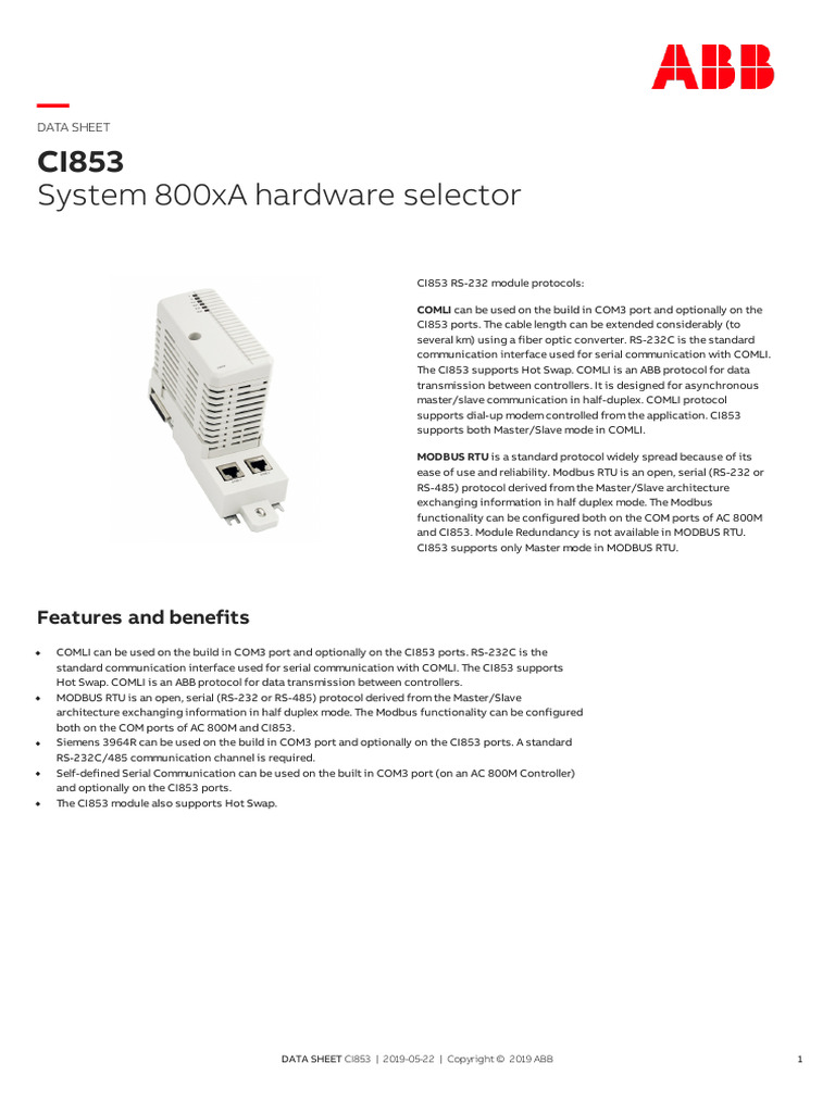 CI853 Data Sheet Overview | PDF | Computing | Service Industries