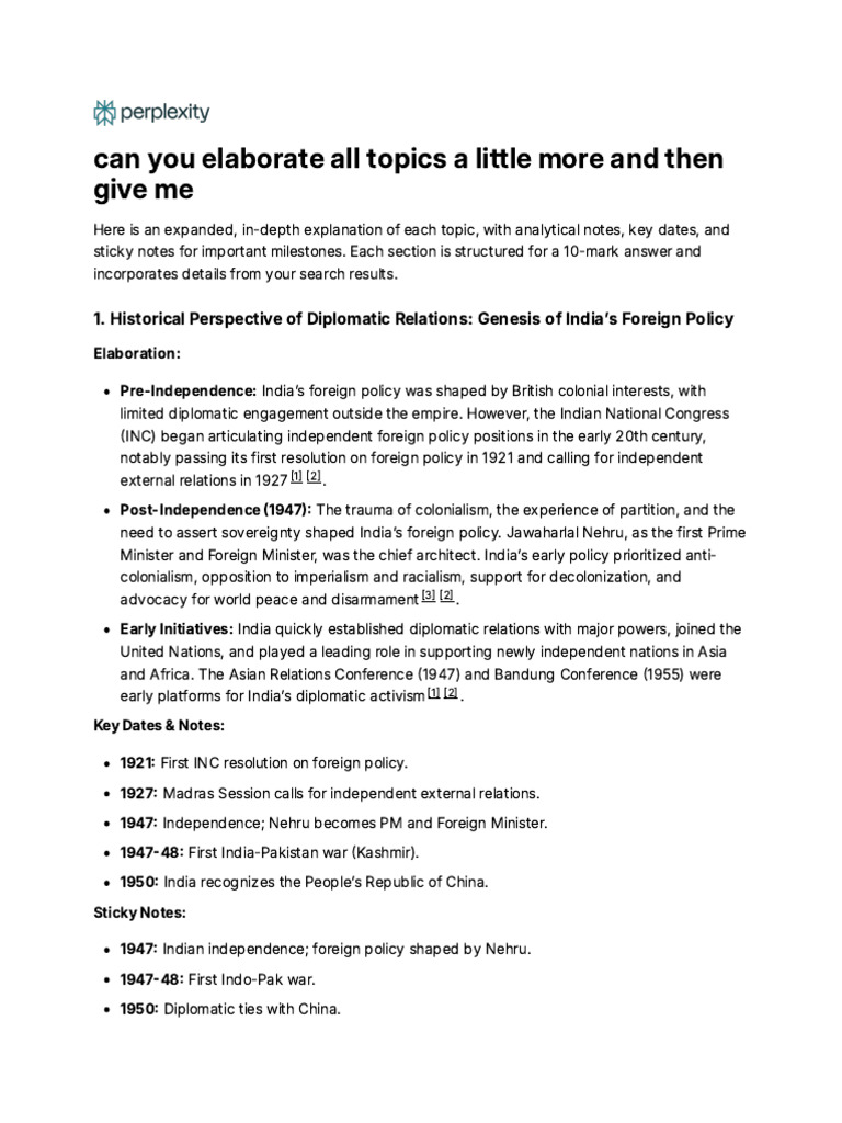 Can You Elaborate All Topics A Little More and The | PDF | Non Aligned ...