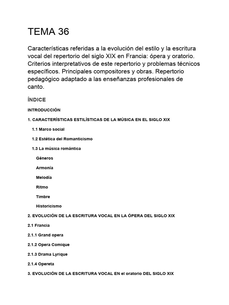 TEMA Siglo XIX en Francia: Ópera y Oratorio | PDF | Ópera | Opereta