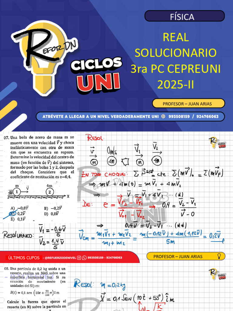 Sol 3ra PC Física CepreUNI 2025-2 | PDF