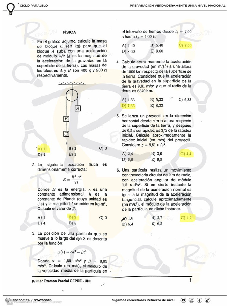 1er Parcial CepreUNI 2025-1 | PDF