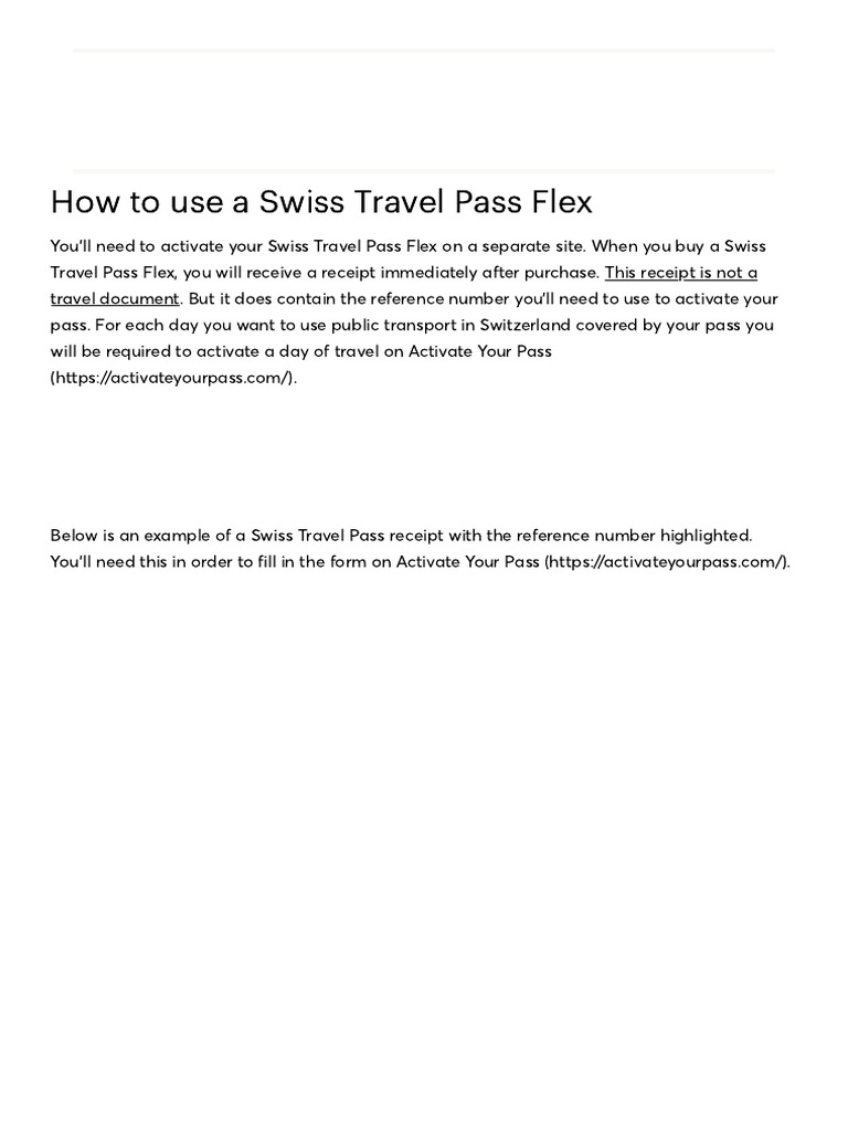 How To Activate A Swiss Travel Pass Flex | PDF