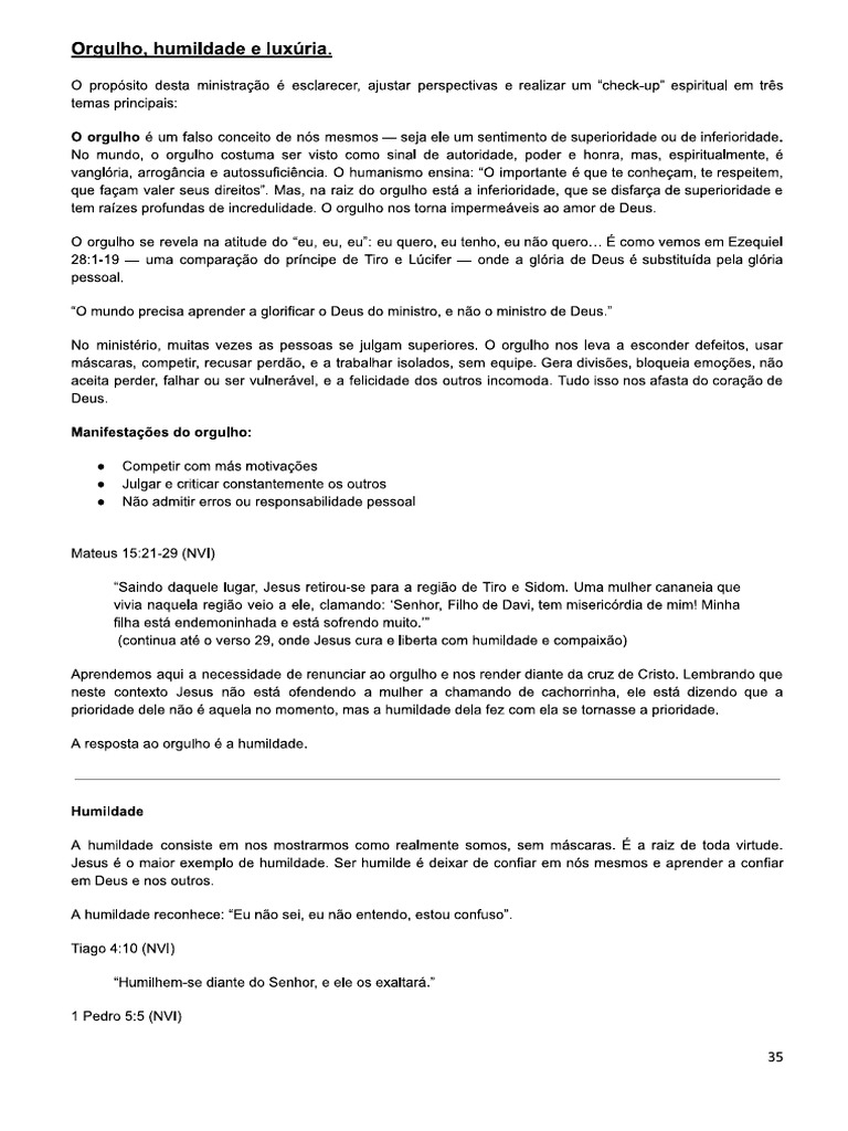Orgulho, Humildade e Luxuria | PDF