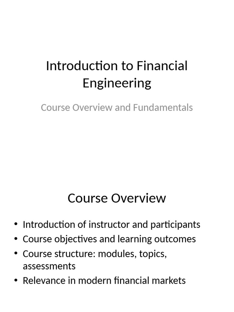 Introduction to Financial Engineering | PDF | Applied Mathematics