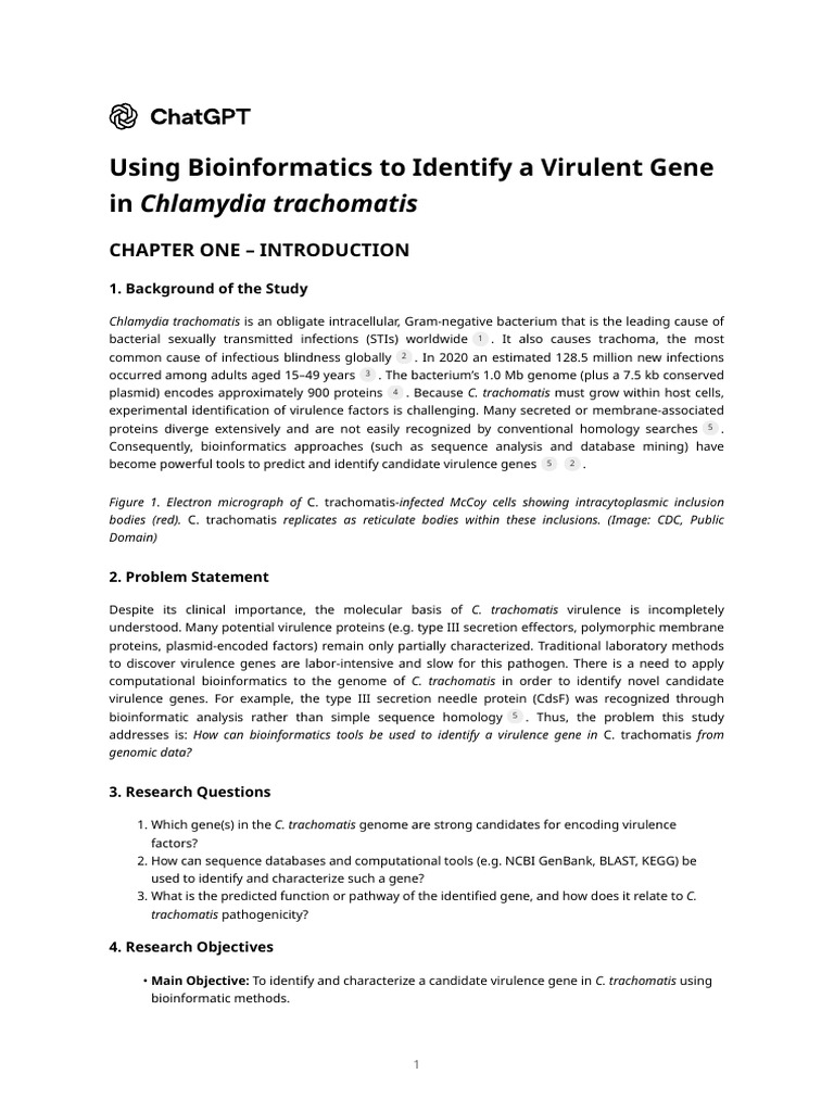 Using Bioinformatics To Identify A Virulent Gene in - Chlamydia ...