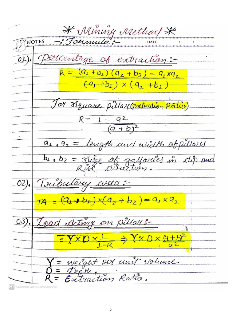 Mining Formulas For Mining Gate Aspirants | PDF