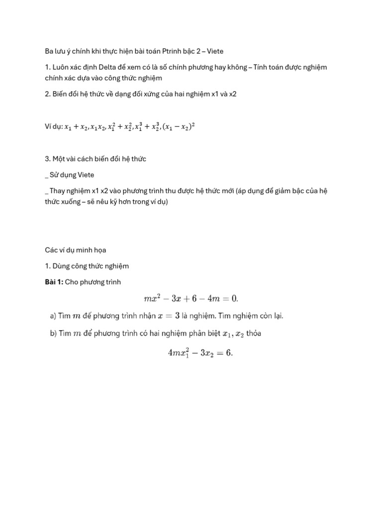 Bài Toán Viete Nâng Cao | PDF
