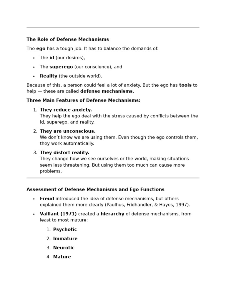The Role of Defense Mechanisms | PDF | Self Efficacy | Learning