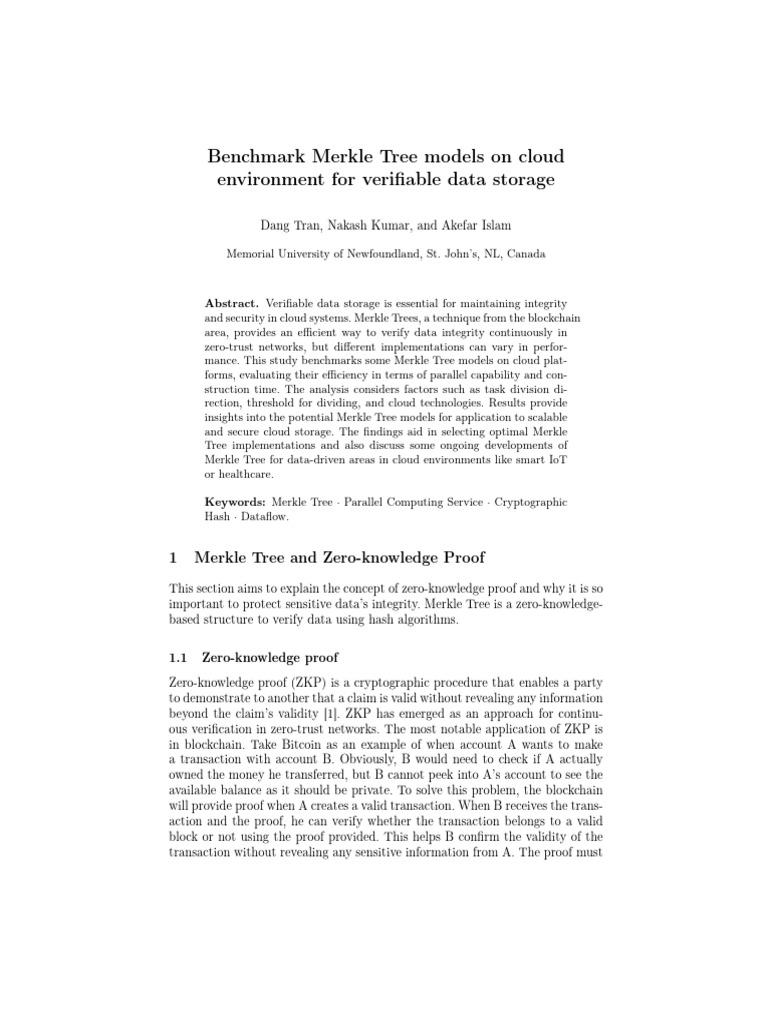 Benchmark Merkle Tree On Cloud Environments | PDF | Computing | Computer Science