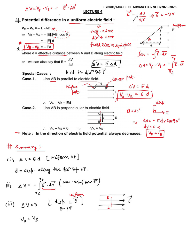 LECTURE 4 Equipotential Surface & Potential Difference[1] | PDF