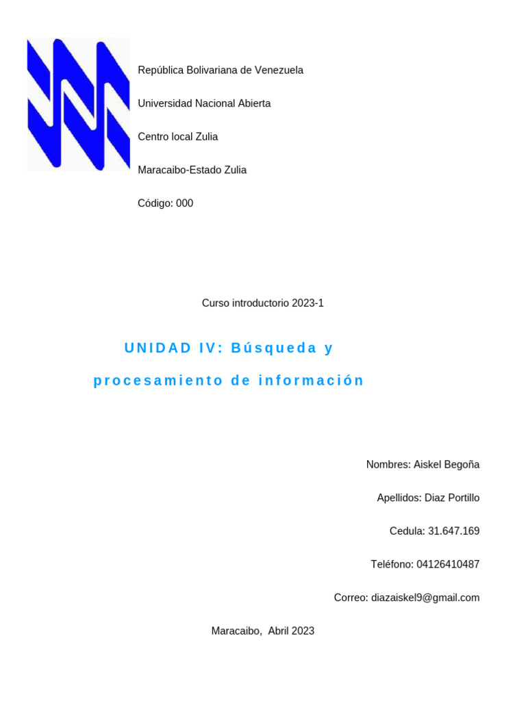 Aiskel Obj 4.1 UNA Universidad Nacional Abierta (Autoguardado) | PDF ...