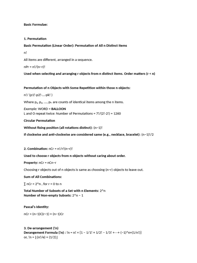 List of Common Formula in PNC | PDF