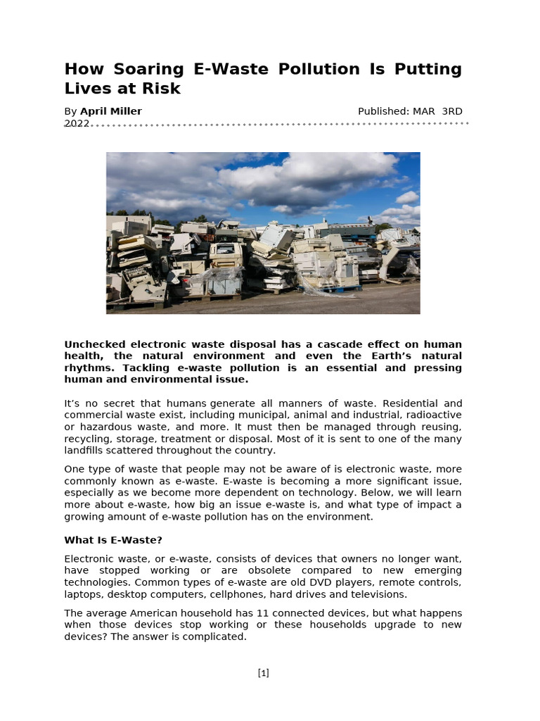 Article 3 - E-Waste Pollution | PDF | Electronic Waste | Waste