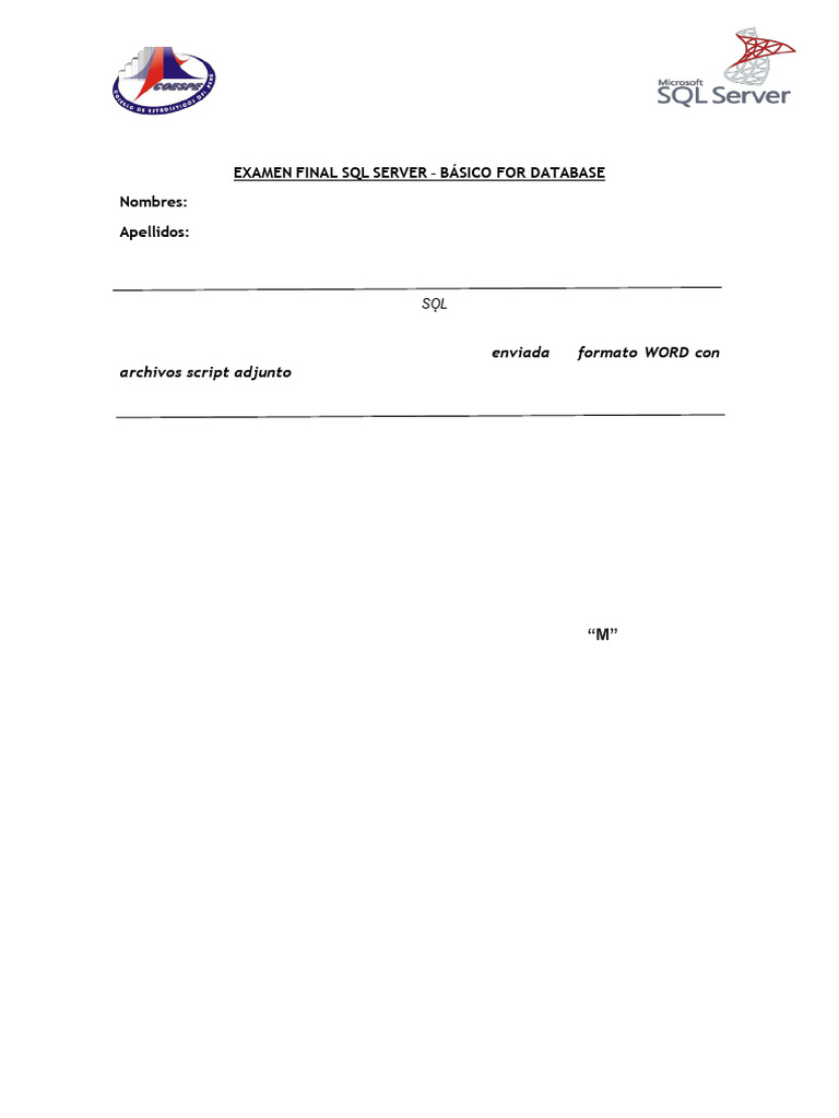 Examen Final SQL Server - Básico | PDF